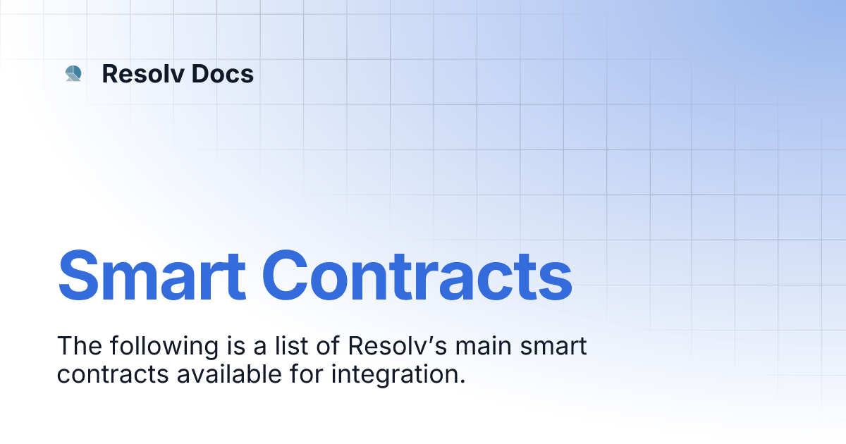 Smart Contracts | Resolv Docs